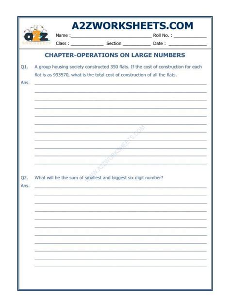 A2zworksheetsworksheet Of Operations On Large Numbers 04 Numbers Maths