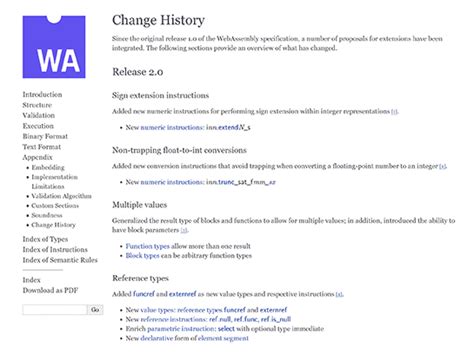 「webassembly 20」に関する最初のワーキングドラフトが公開。整数における符号拡張命令、関数からの複数の戻り値などを拡張