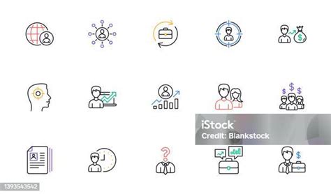 인적 자원 아이콘입니다 헤드 헌팅 작업 센터 및 사용자 선형 아이콘 집합입니다 벡터 경영자에 대한 스톡 벡터 아트 및 기타 이미지 경영자 계약서 리더십 Istock