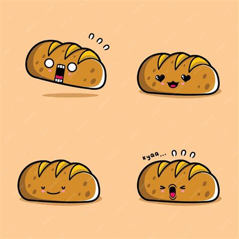 Premium Vector Vector Illustration Of Cute Bread Emoji