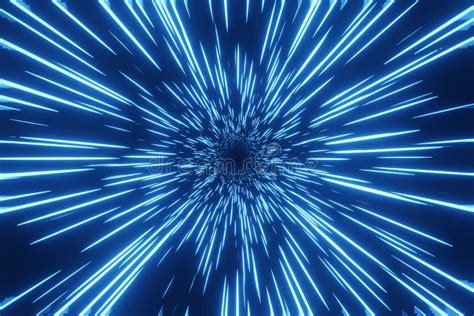 Abstract Futuristic Speed Lights Tunnel Time Warp Traveling In Space Background 3d Rendering