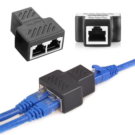 1 2 웨이 rj45 이더넷 lan 네트워크 분배기 더블 어댑터 포트 커플러 커넥터 익스텐더 어댑터 플러그 컴퓨터 케이블