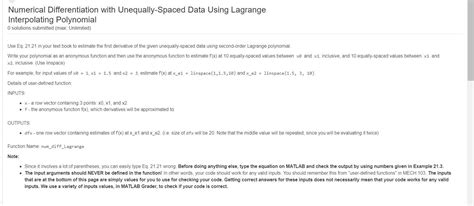 Numerical Differentiation With Unequally Spaced Data