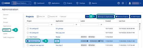 Assign A Project To An Application In The Mend Platform Assign A Project To An Application In The Mend Platform