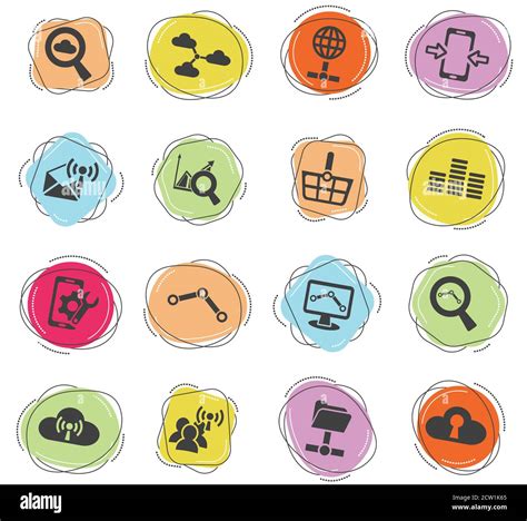 Data Analytic And Social Network Icon Set Stock Vector Image And Art Alamy