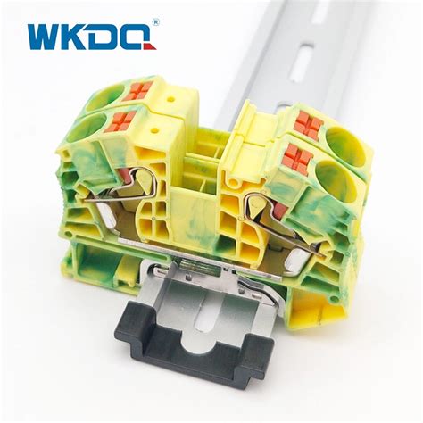 China Jpt 16 Pe Din Rail Push In Earth Terminal Block Pa66 16mm2 Non Flammable Suppliers