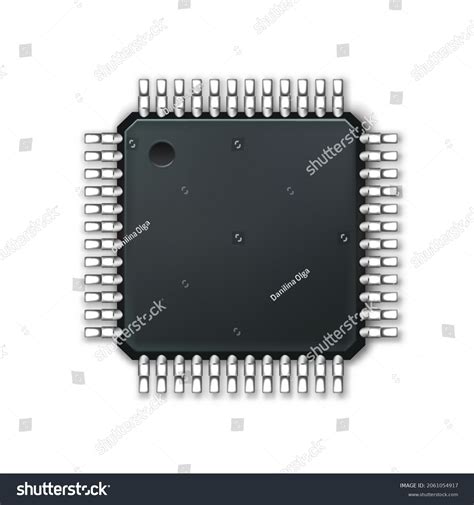 Microchip Computer Cpu Microprocessor 3d Realistic Stock Vector