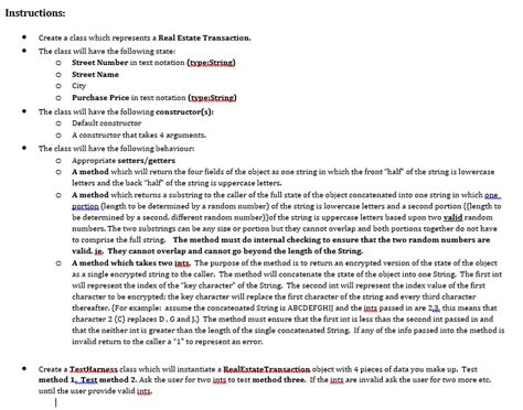 Solved Structions Create A Class Which Represents A Real Chegg