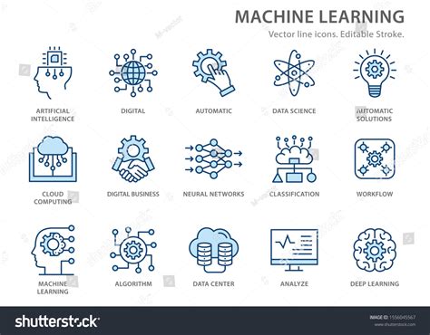 machine learning icons such artificial intelligence stock vector