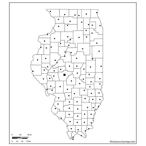 Blank Illinois Map Basic Unlabeled State Format