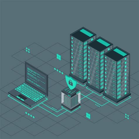 Premium Vector Technology Isometric Design For Quantum Computer Blockchain Server Concept