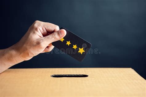 Customer Experiences Giving Five Stars And Smile Face Review Client`s Satisfaction Surveys On
