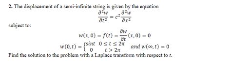 Solved 2 The Displacement Of A Semi Infinite String Is
