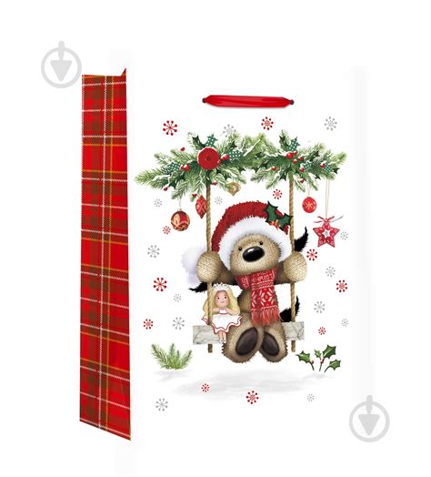 ᐉ Пакет подарунковий Jumbo Новорічний ведмедик в асортименті • Краща ціна в Києві Україні