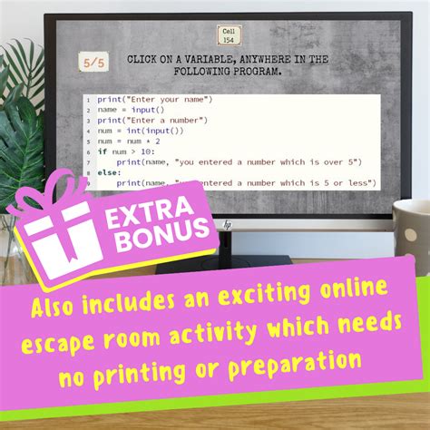 Introduction To Python Programming Worksheets And Escape Room