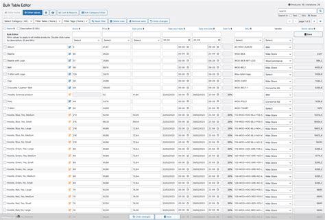 Bulk Table Editor Woocommerce