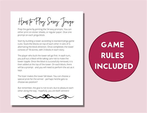 Sex Jenga Game Printable Sex Games Sexy Jenga Game Swingers Game Kinky Sex Game Etsy