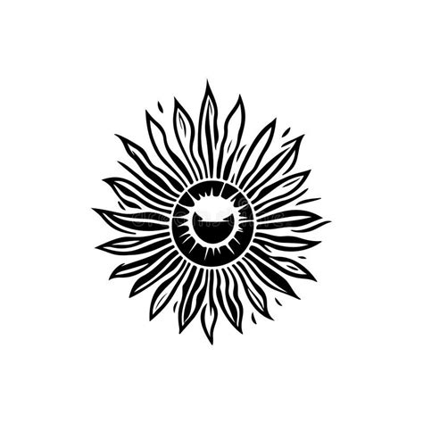 Sun Icon Hand Draw Black Colour Earth Day Logo Symbol Perfect Stock Vector Illustration Of