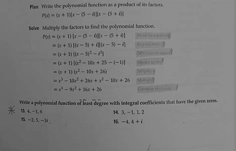 solved plan write the polynomial function as a product of