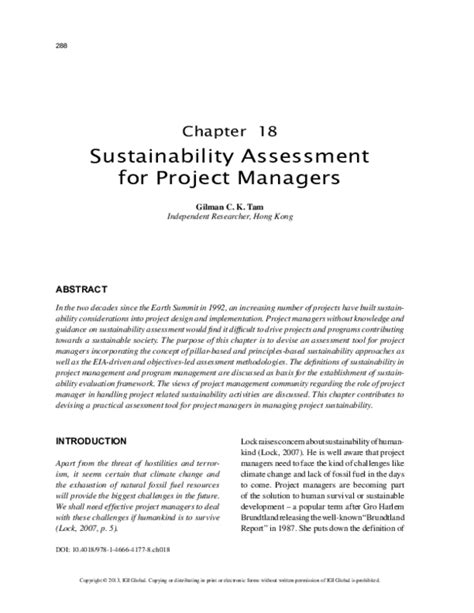 Pdf Sustainability Assessment For Project Managers