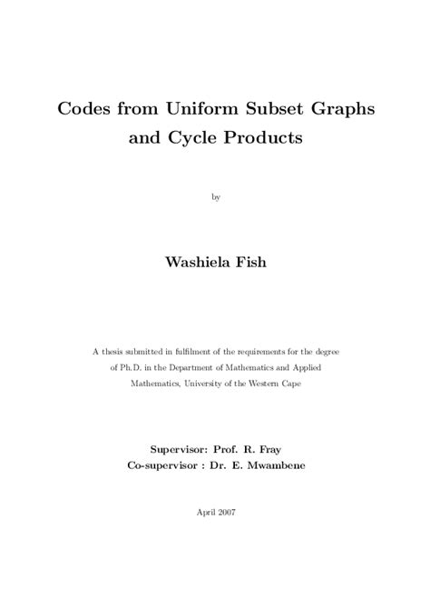 Pdf Codes From Uniform Subset Graphs And Cycle Products