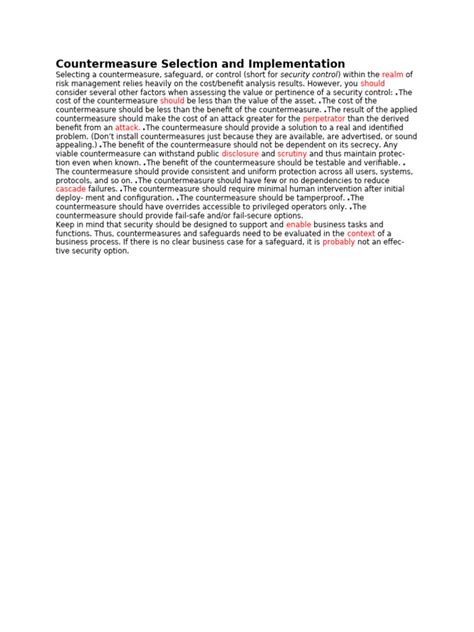 Countermeasure Selection And Pdf