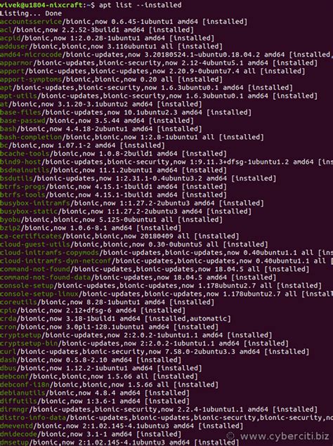 how do i see what packages are installed on ubuntu linux nixcraft