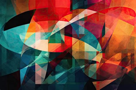 Premium AI Image Abstract Geometric Shapes In Vibrant Colors