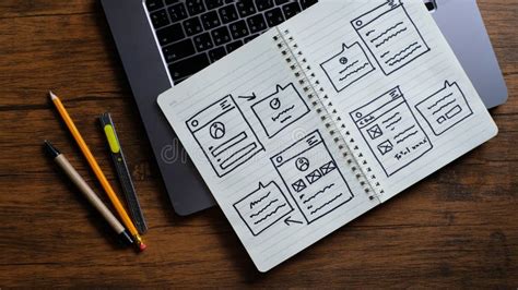 Website Design Wireframe Examples Of Web And Mobile Wireframe Stock Photo Image Of Keyboard