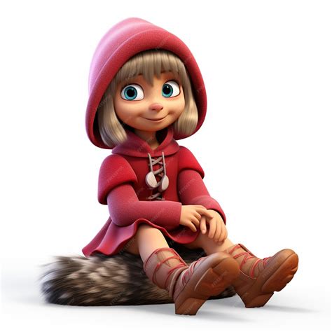 Premium Photo Masha From Masha And The Bear Sitting Pose 3d Isolated