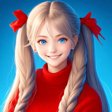 Premium Ai Image Beautiful Smiling Girl With Long Hair Twin Tails