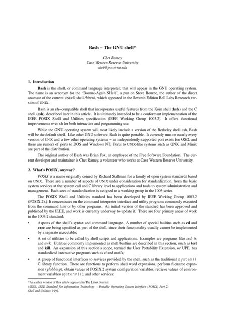 Bash The Gnu Shell Chet Ramey Case Western Reserve University Chetpo Pdf