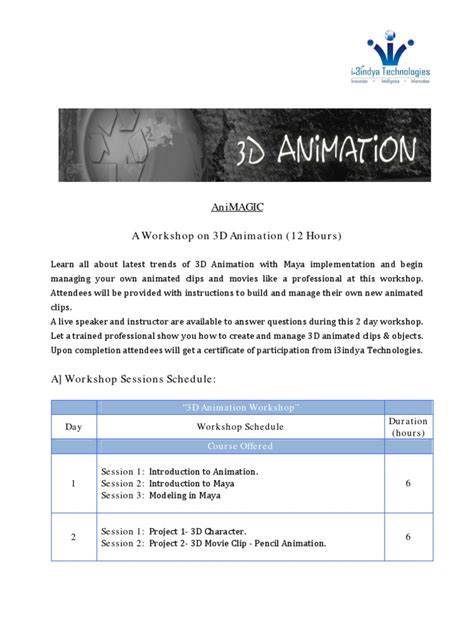 3d Animation Brochure Pdf 3 D Computer Graphics Animation
