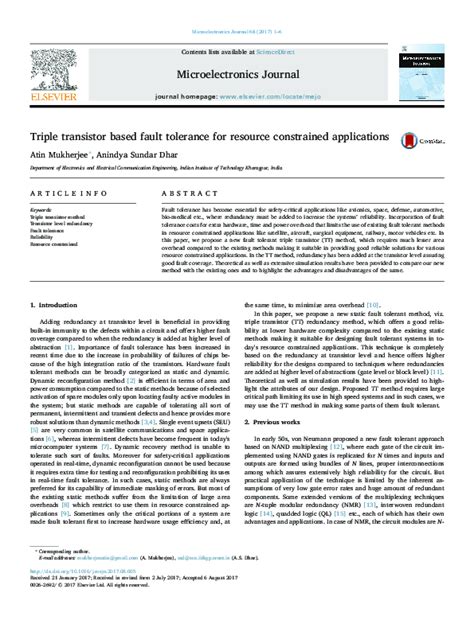 pdf triple transistor based fault tolerance for resource constrained