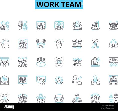 Work Team Linear Icons Set Synergy Collaboration Unity Camaraderie Trust Coordination