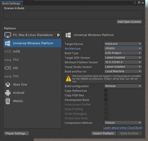 The Local Machine Does Not Support Running Projects Complied For The ARM Architecture Unity