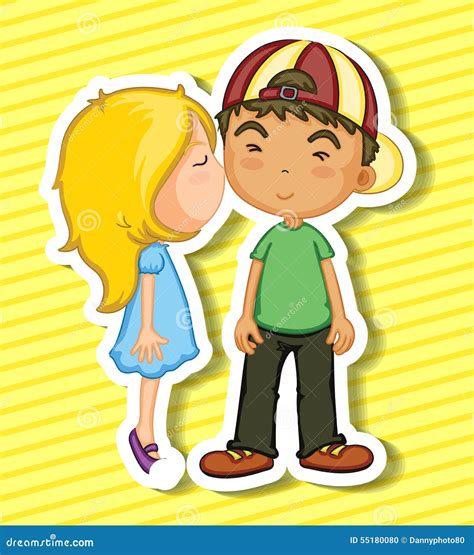 Couple Stock Vector Illustration Of Sticker Girl Drawing 55180080