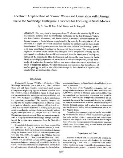Localized Amplification Of Seismic Waves And Correlation With