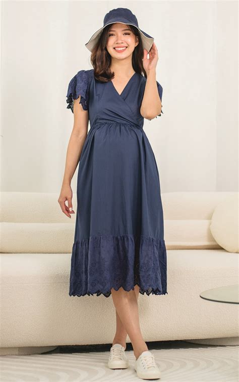 Anna Flutter Nursing Dress In Midnight Blue Jump Eat Cry