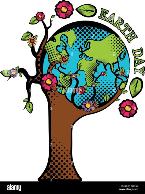 Sketch Of Planet Earth On A Tree Stock Vector Image Art Alamy