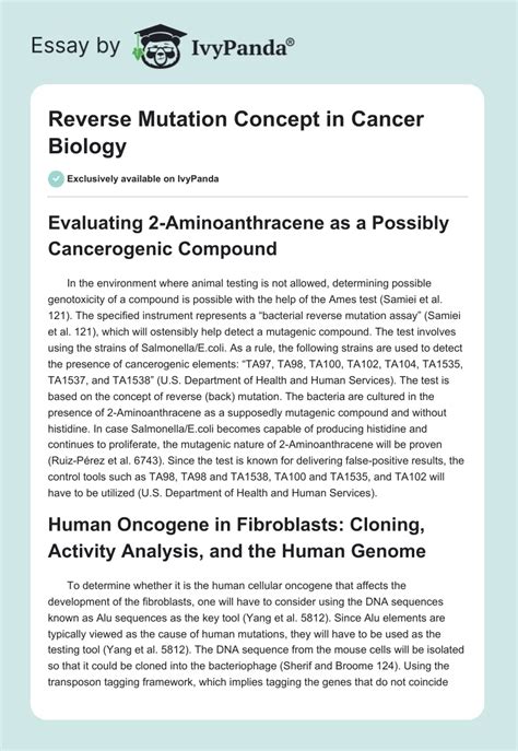 Reverse Mutation Concept In Cancer Biology 572 Words Term Paper Example