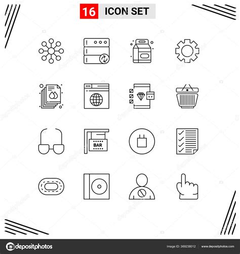 Modern Set Outlines Symbols Internet Print Milk Page Wheel Editable Stock Vector Image By