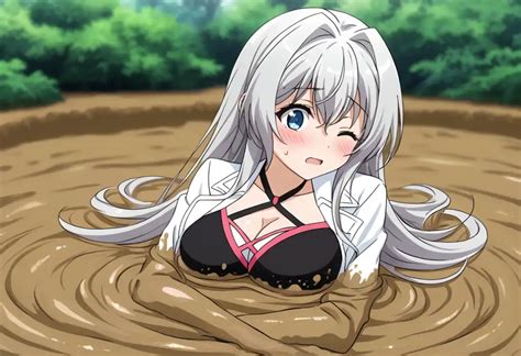 AI Art Twoearle Partially Submerged In Mud Up To Her Chest And Trapped 4 By