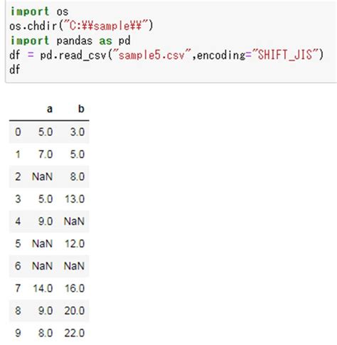 pythonpandasにて欠損値NANを補完置換削除する方法空白行の削除