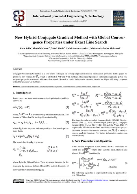 Pdf New Hybrid Conjugate Gradient Method With Global Convergence