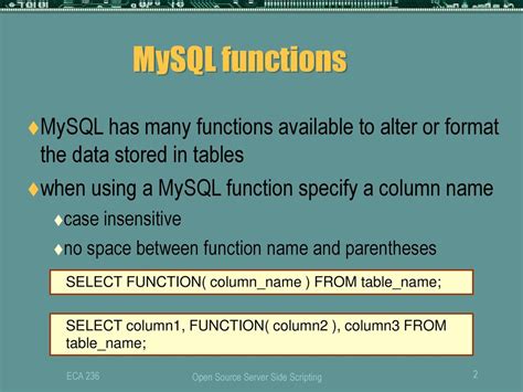 Open Source Server Side Scripting Mysql Functions Ppt Download