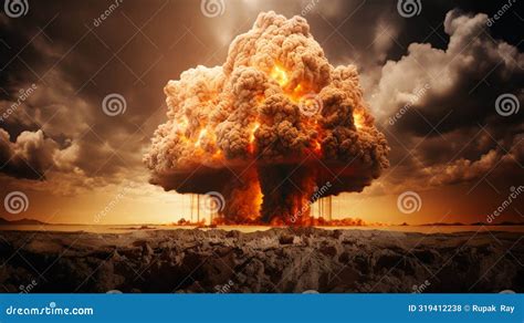 Explosion Town Skyline Making Nuclear Fire Photography Image Stock Illustration Illustration