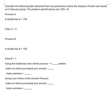 solved consider the following data obtained from two