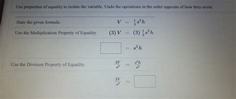 Solved Use Properties Of Equality To Isolate The Variable Undo The Operations In The Order