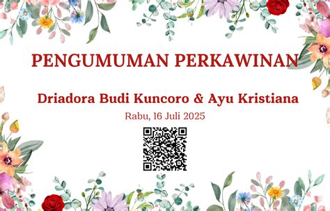 Pengumuman Pencatatan Perkawinan Driadora Budi Kuncoro Dan Ayu Kristiana
